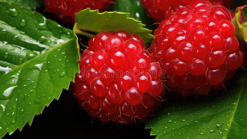 Juicy ripe raspberry fruit stock illustration. Illustration of backdrop ...