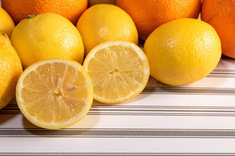 Juicy Sliced Lemon and Orange Stock Image - Image of antioxidant, fruit ...