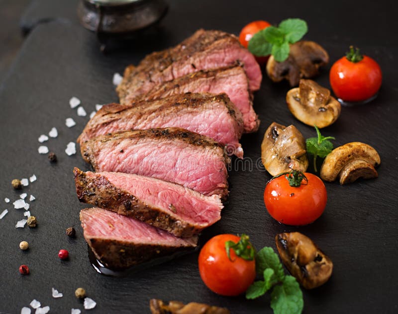 Juicy Steak Medium Rare Beef with Spices Stock Image - Image of mignon ...