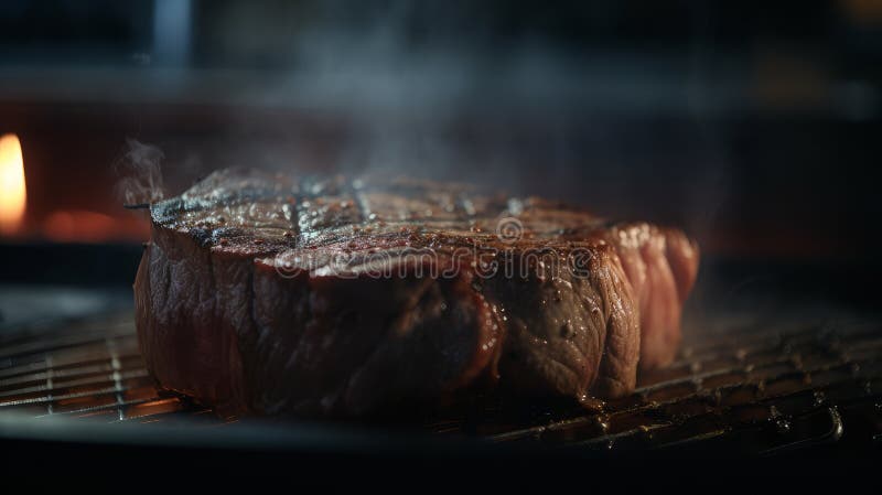 Juicy Steak on a Wood Fired Grill - Grilliing Meat Over Open Flame ...