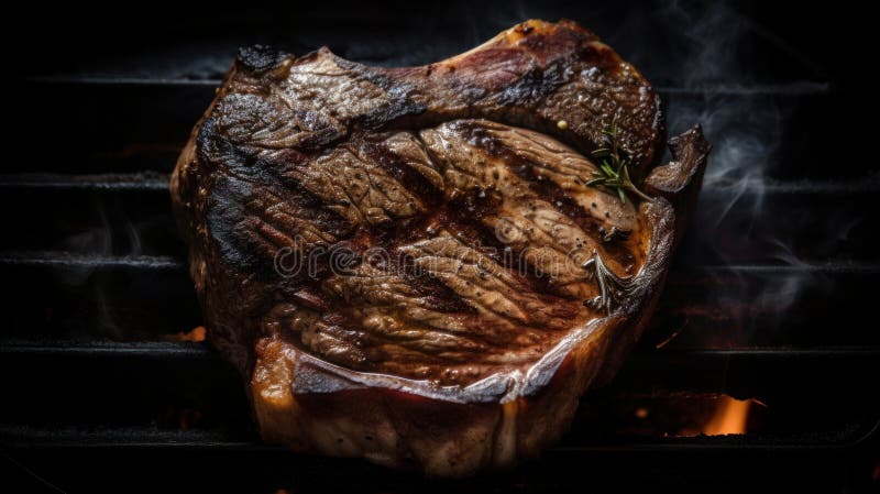 Juicy Steak on a Wood Fired Grill - Grilliing Meat Over Open Flame ...
