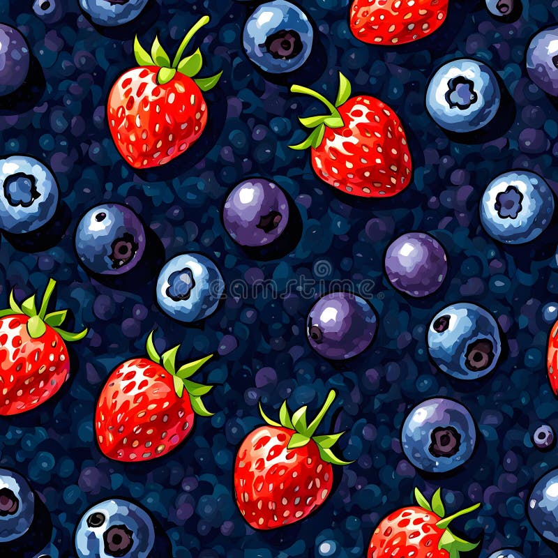 Strawberry and Blueberry Background Stock Illustration - Illustration ...
