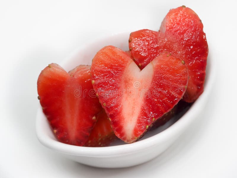 Juicy Strawberry Cut into a Heart Shape Stock Image - Image of shape ...