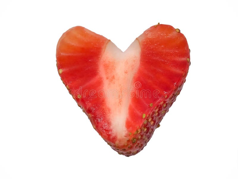 Juicy Strawberry Cut into a Heart Shape Stock Photo - Image of romance ...