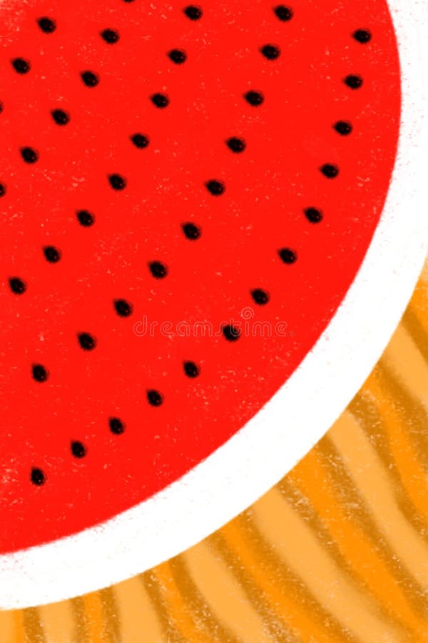 Juicy Watermelon Cut with Rind Digital Art Stock Illustration ...