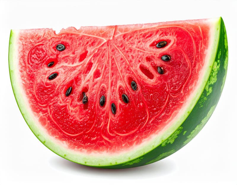 Juicy Watermelon Slice on White Background Stock Illustration ...