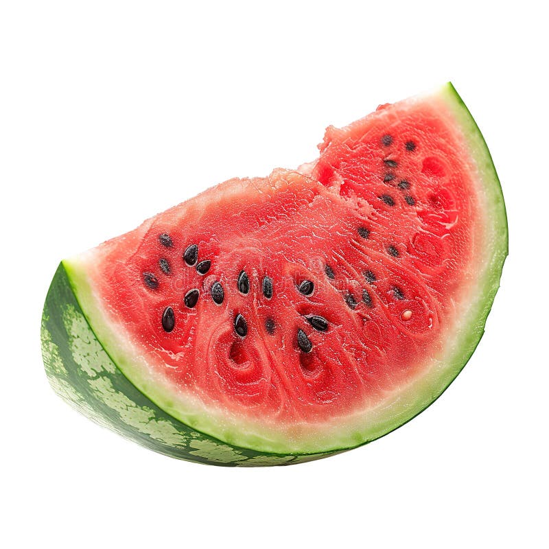 Juicy Watermelon Wedge with Triangular Bite, Showing Red Interior Stock ...