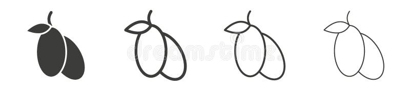 Jujube Icon Vector Set on White Background Stock Vector - Illustration ...
