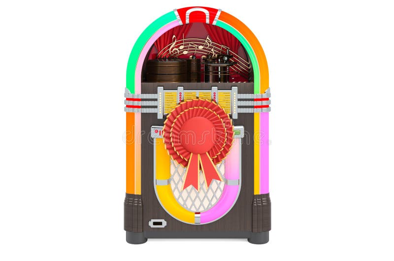 Vintage Jukebox Front View, 3D Rendering Stock Illustration ...