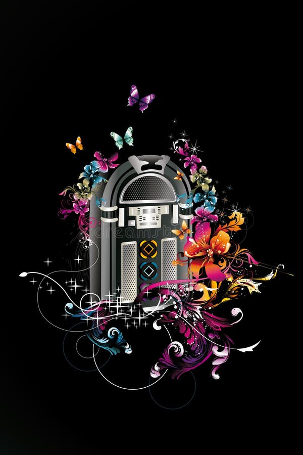 Jukebox illustration stock vector. Illustration of contrast - 14188244