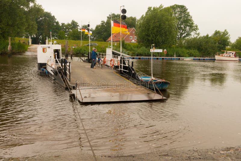 Jul. 2017, Brobergen, Germany, Pontoon Ferry on a Small River Editorial ...