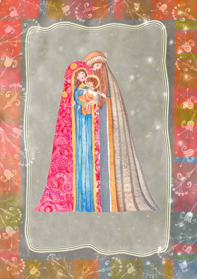 Jul: Jesus Christ Joseph, Mary Stock Illustrationer - Illustration av ...