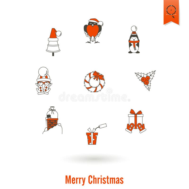 Jul- Och Vintersymbolssamling Vektor Illustrationer - Illustration av ...