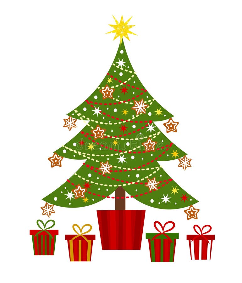 Tecknad julgran stock illustrationer. Illustration av orange - 27811098