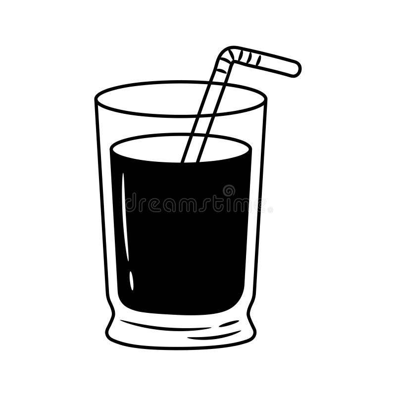 A Glass of Fruit Juice with Simple Hand Drawn Vector Illustration Stock ...