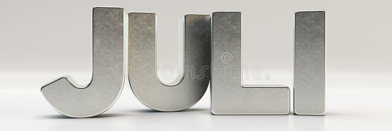 Juli - July- Month in German 3d Metal Material Text Typograph Stock ...
