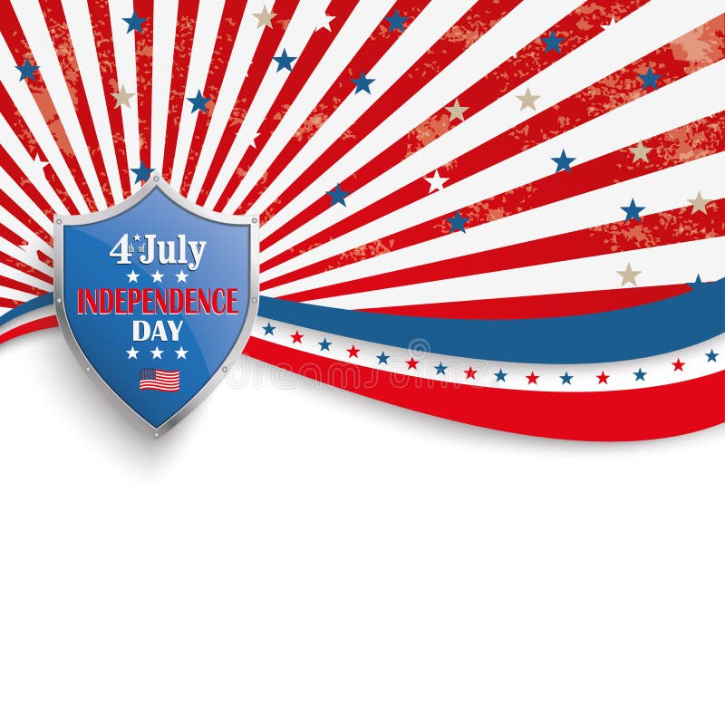 4. Juli Stern-Streifen-Flieger-silbernes Schild Stock Abbildung ...