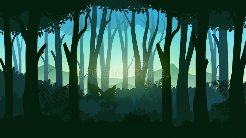 Wild Forest Landscape, with Gradient Flat Design Stock Vector - Illustration of fantasy, nature ...