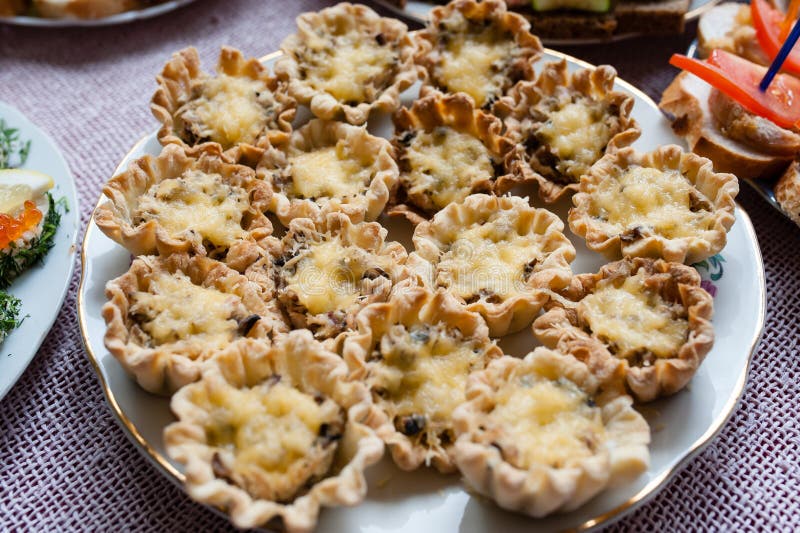 Julienne with Cheese, Chicken and Mushrooms Stock Photo - Image of ...