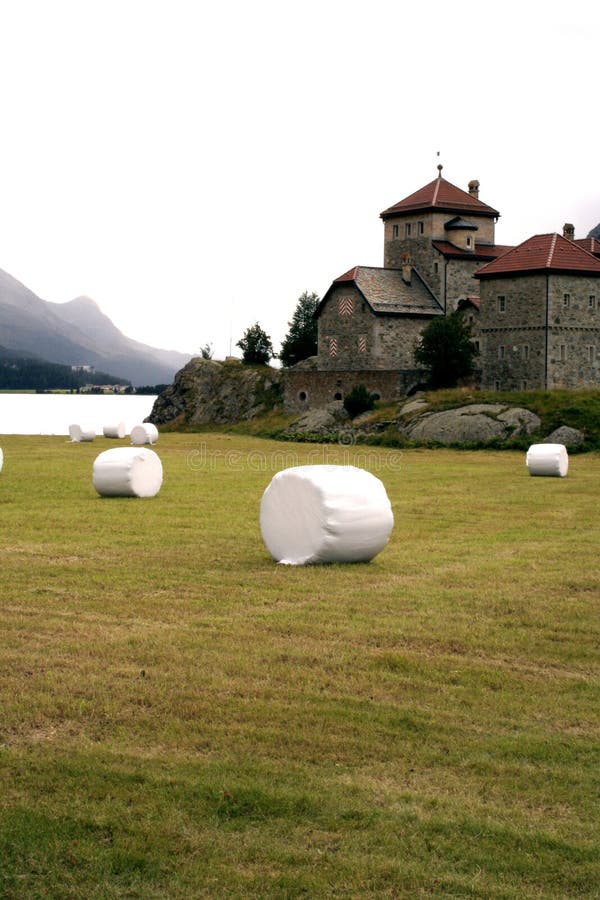 Julierpass Saint Moritz Snow Road Castle Lake Stock Image - Image of ...