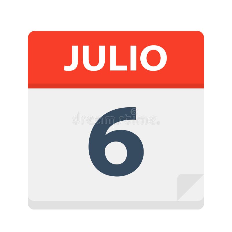 Julio 6 - Calendar Icon - July 6. Vector Illustration of Spanish ...