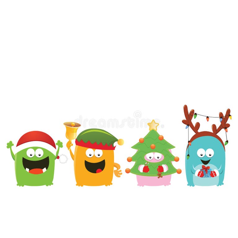 Julmonster vektor illustrationer. Illustration av dräkt - 60963318
