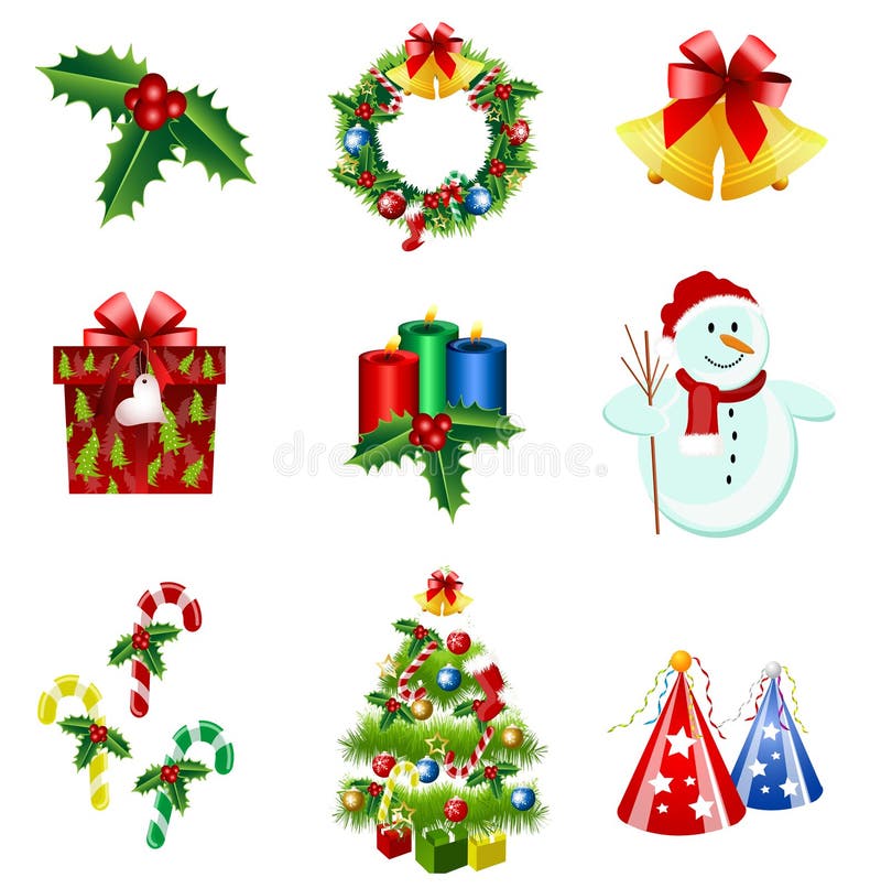 Julsymboler vektor illustrationer. Illustration av stjärna - 22022782