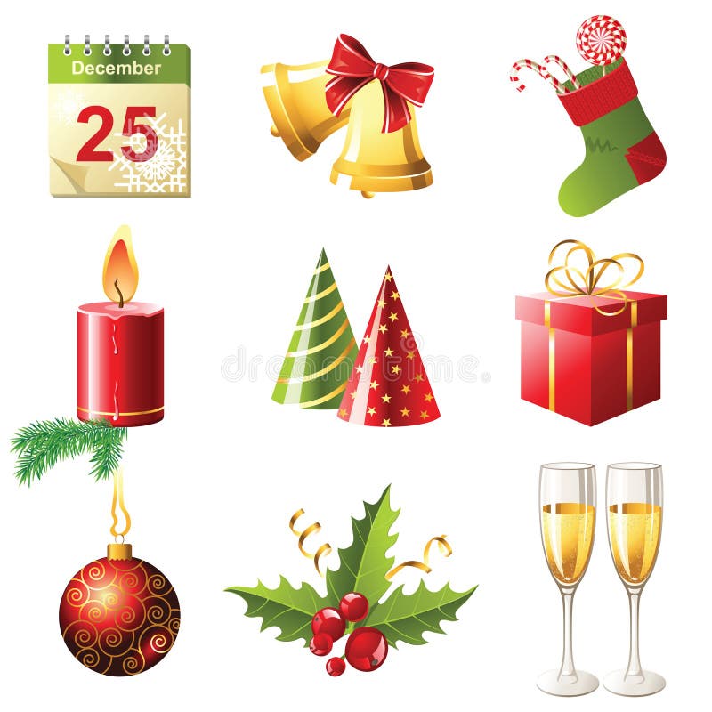 Julsymboler vektor illustrationer. Illustration av illustration - 22552293