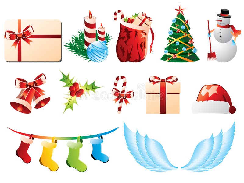 Julsymboler vektor illustrationer. Illustration av grön - 28350922