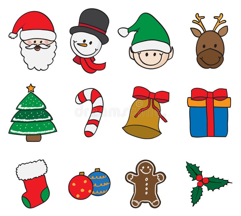 Julsymboler vektor illustrationer. Illustration av förinställning ...