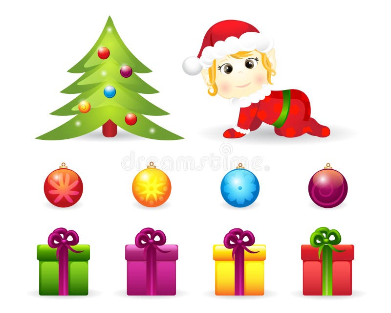 Julsymboler vektor illustrationer. Illustration av grön - 28350922