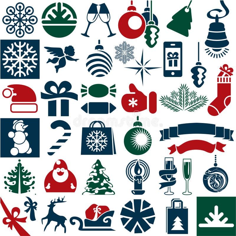 Jul Sänker Symboler. Vektorillustration. Vektor Illustrationer ...