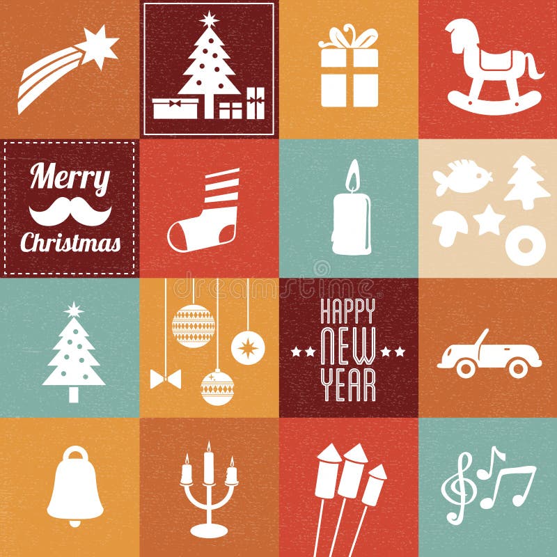 Julsymboler & symboler vektor illustrationer. Illustration av kort ...