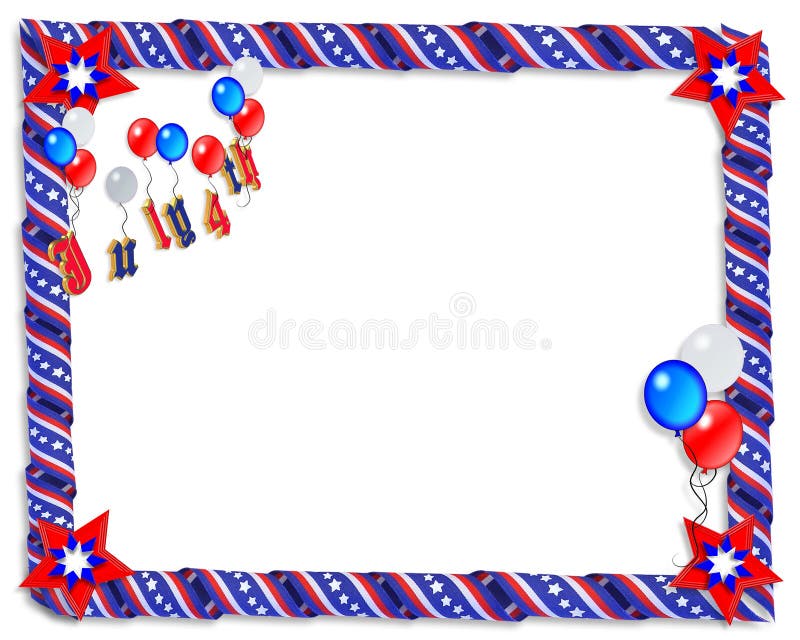 July 4 Patriotic Border Frame Stock Illustration - Illustration of ...