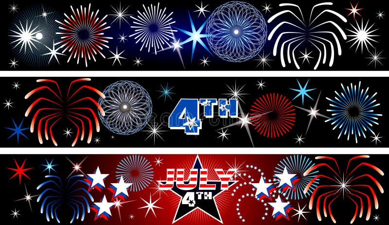July 4th Firework Banners stock vector. Illustration of font - 14762386