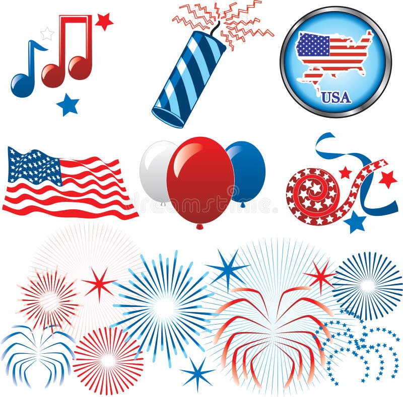Fourth of July icons stock vector. Illustration of fire - 9905876
