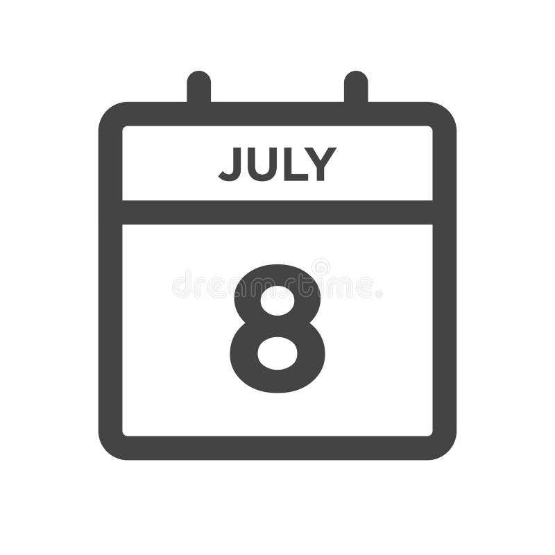 July 8 Calendar Day or Calender Date for Deadlines or Appointment Stock ...