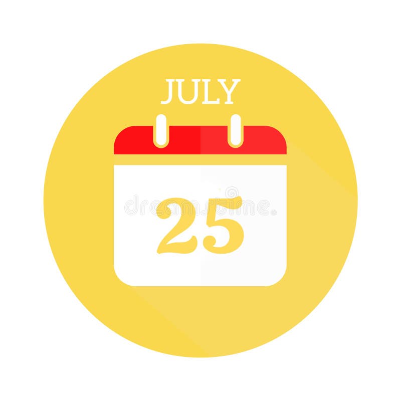 July 25 calendar flat icon stock illustration. Illustration of event ...