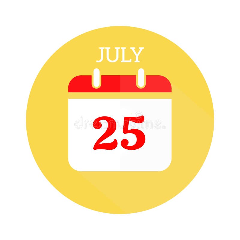 July 25 Calendar Flat Icon with Red Numbers Stock Illustration ...