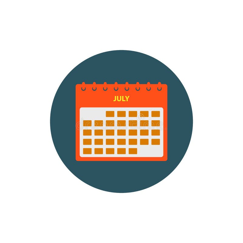 July Calendar Icon. stock vector. Illustration of icon - 184637825