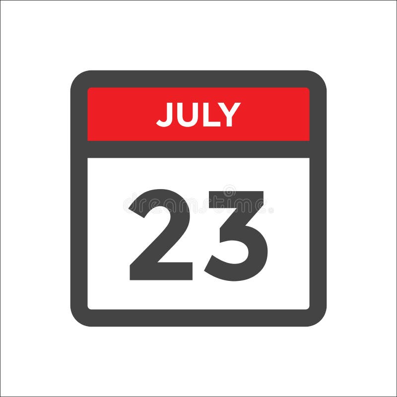 July 23 Calendar Icon with Day of Month Stock Vector - Illustration of ...