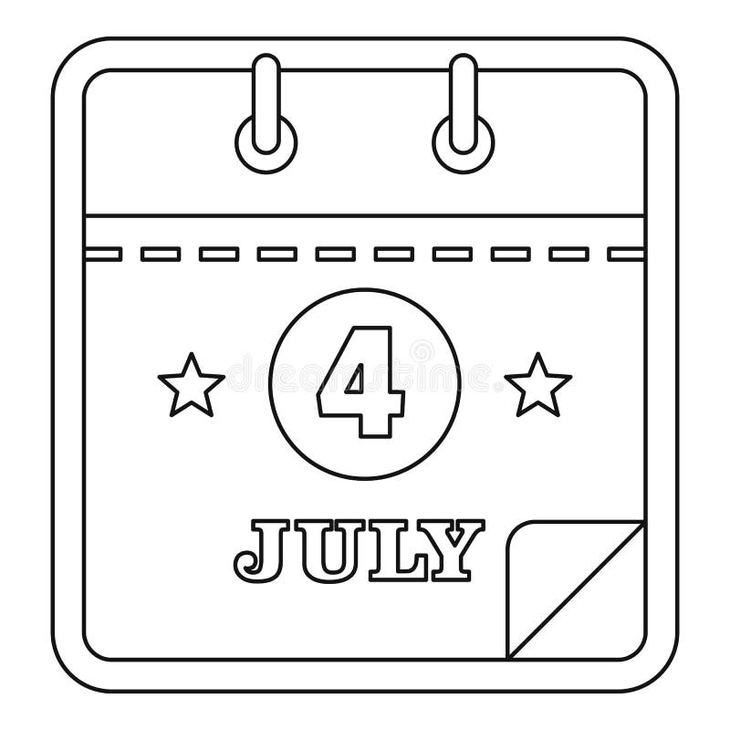 July Calendar Icon, Outline Style. Stock Vector - Illustration of month ...