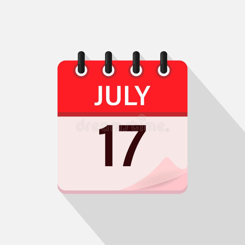 July 17, Calendar Icon with Shadow. Day, Month. Flat Vector ...