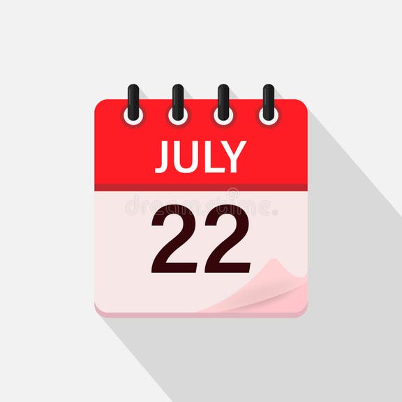 July 22, Calendar Icon with Shadow. Day, Month. Flat Vector ...