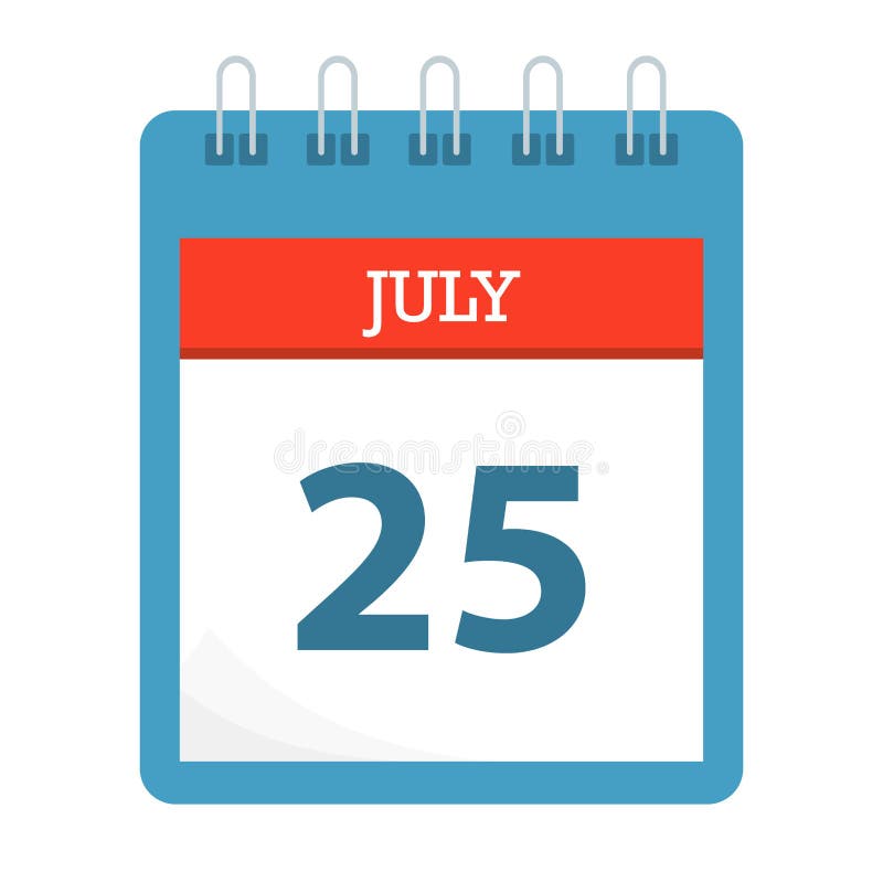 July 25 - Calendar Icon - Calendar Template Stock Vector - Illustration ...