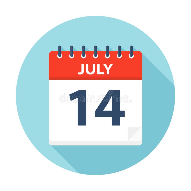 July 14 - Calendar Icon stock illustration. Illustration of leaf ...