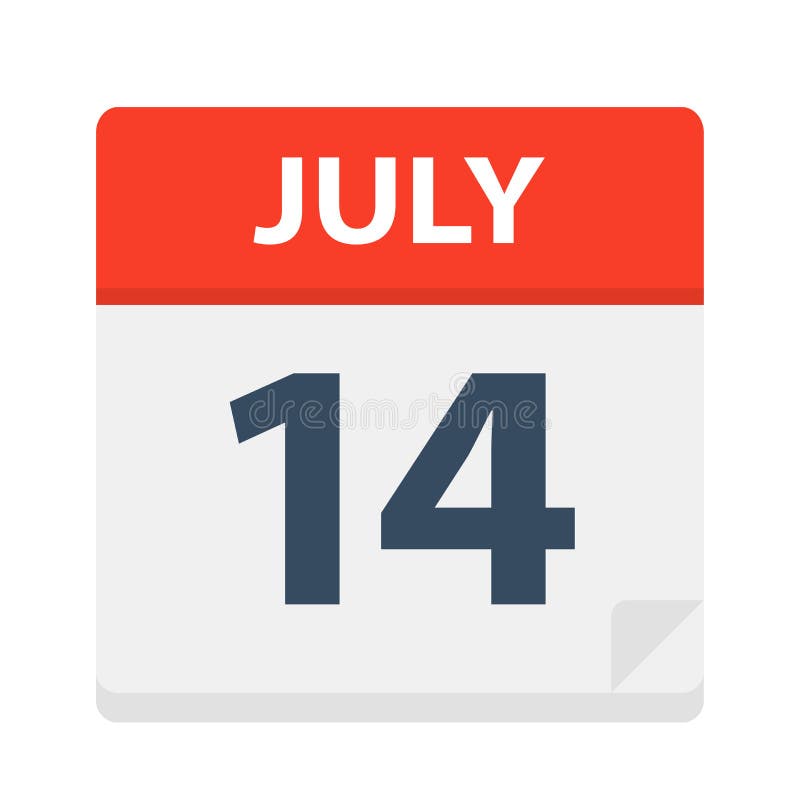 July 14 - Calendar Icon stock illustration. Illustration of square ...