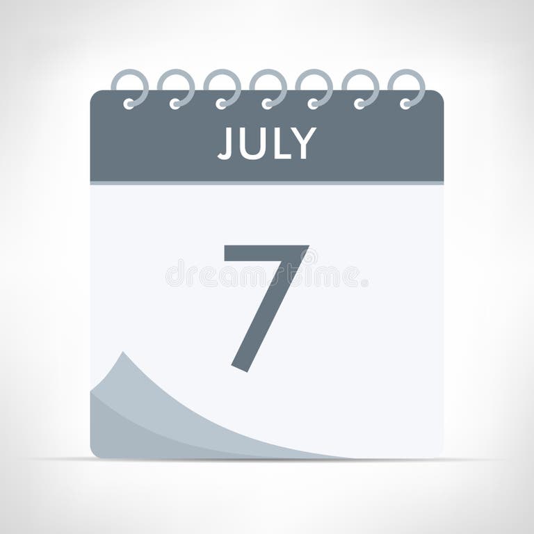 July 7 - Calendar Icon stock vector. Illustration of icon - 217565620