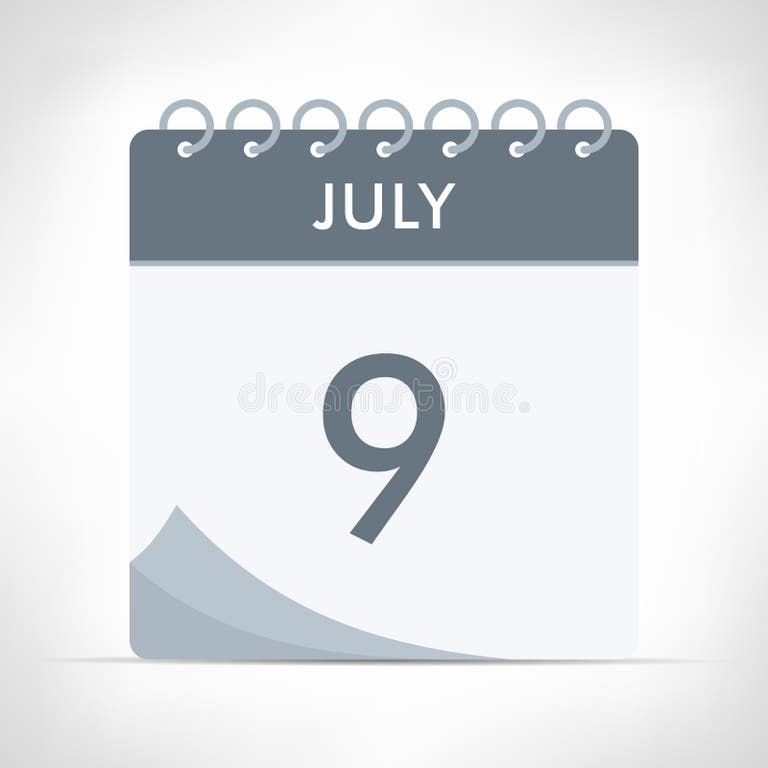 July 9 - Calendar Icon stock vector. Illustration of organizer - 217565622