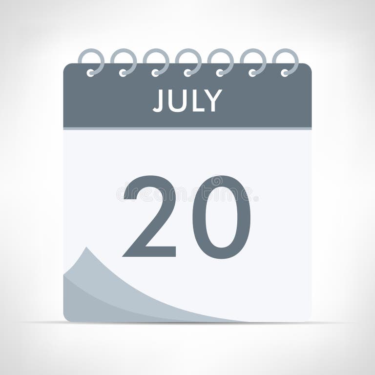 July 20 - Calendar Icon stock vector. Illustration of white - 217565638